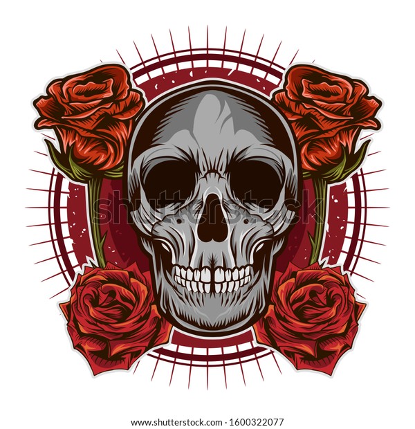 Skull Rose Vector Illustration Isolated White Stock Vector (Royalty ...