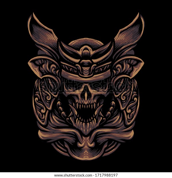 Skull Samurai Skull Head Illustration Stock Vector (Royalty Free ...