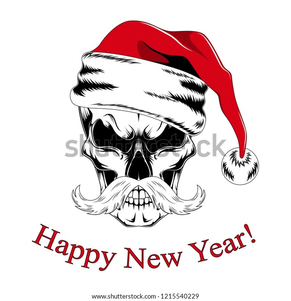 Skull Santa Claus Hat Congratulation Happy Stock Vector (Royalty Free ...