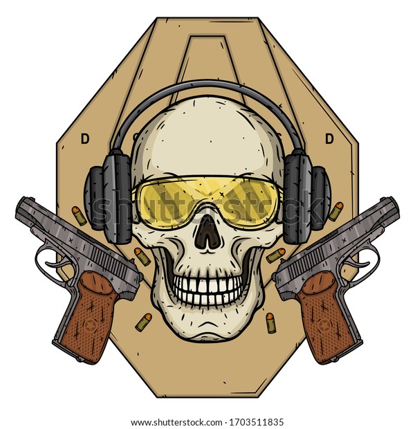 Skull Shooter On Background Target Glasses Stock Vector (Royalty Free ...