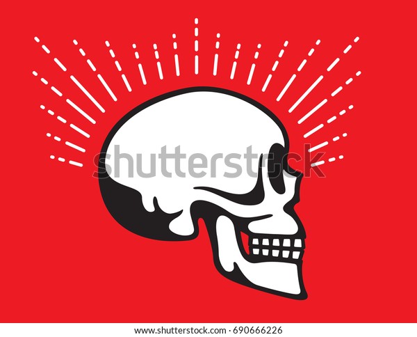 Skull Side View Glow Line Graphic Stock Vector (Royalty Free) 690666226
