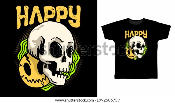 Skull Smile Emoticon Vector Illustration Tshirt Stock Vector (Royalty ...