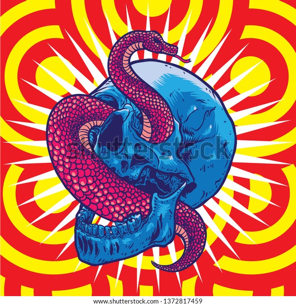 Skull Snake Psychedelic Art Style Stock Vector (Royalty Free) 1372817459