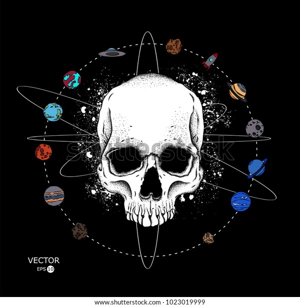 Skull Space Orbit Planets Abstract Vector Stock Vector (Royalty Free ...