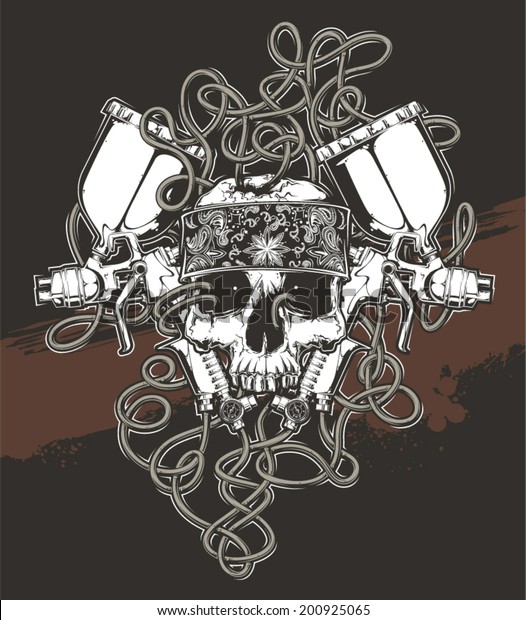 Skull Spray Gun Stock Vector (Royalty Free) 200925065