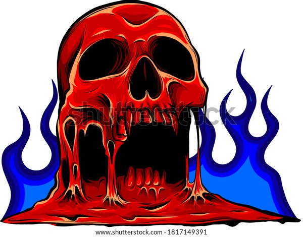 Skull That Melting Vector Drawing Illustration Stock Vector (Royalty ...