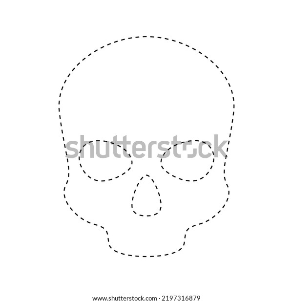 Skull Tracing Worksheet Kids Stock Vector (Royalty Free) 2197316879 ...