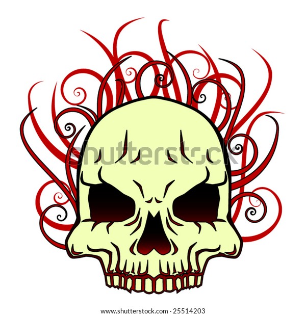 「Skull Vector Tattoo Design Swirly Wisps」のベクター画像素材（ロイヤリティフリー） 25514203