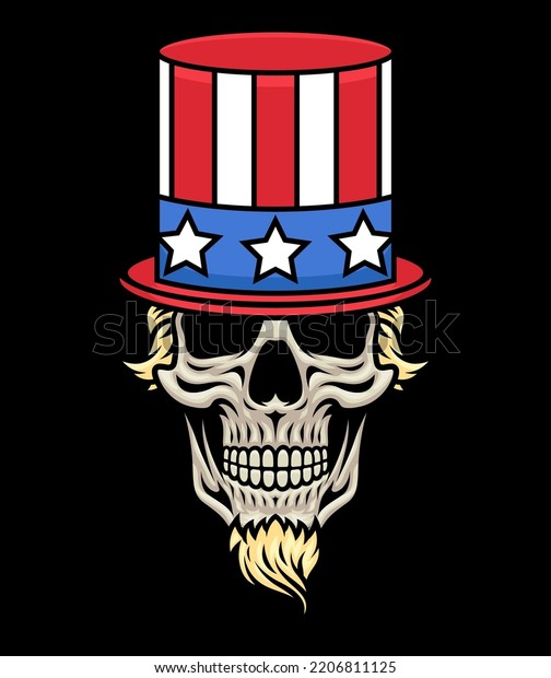 Skull Wearing American Hat Vector Art Stock Vector (Royalty Free ...