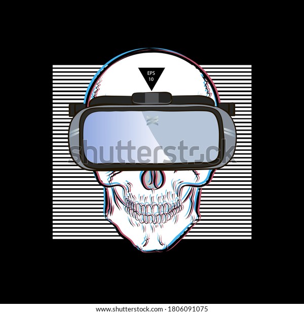 Skull Wearing Virtual Reality Glasses Virtual Stock Vector (Royalty ...