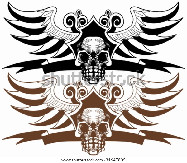 Skull Wing Banner Crest Set Stock Vector (Royalty Free) 31647805 ...