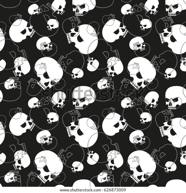 Skulls Seamless Background Endless Textile Pattern Stock Vector ...
