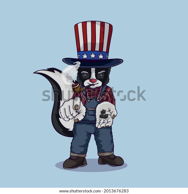 Skunk Uncle Sam Hat Smoking Pipe Stock Vector (Royalty Free) 2013676283 ...