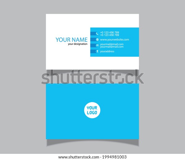 Sky Blue Business Card Template Vector Stock Vector (Royalty Free ...