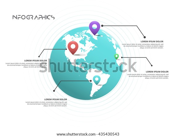 Sky Blue Globe Map Infographic Stock Vector (Royalty Free) 435430543 ...
