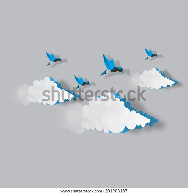 Sky Clouds Birds Vector Design Stock Vector (Royalty Free) 201903187 ...