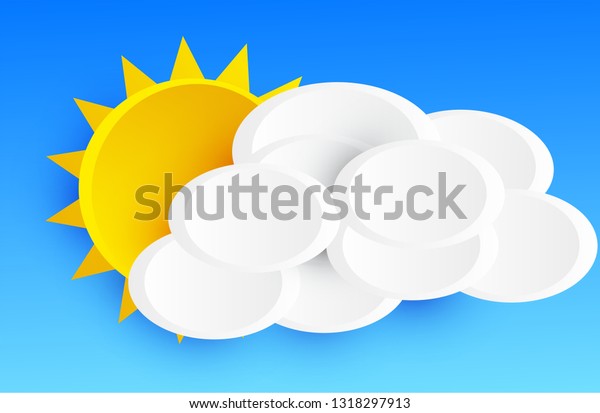 Sky Clouds Sun Paper Style Art Stock Vector (Royalty Free) 1318297913 ...