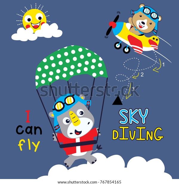Sky Diving Animal Cartoon Vector Stock Vector (Royalty Free) 767854165