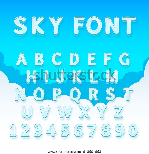 Sky Font On Heavenly Background Vector 스톡 벡터(로열티 프리) 618501653 ...