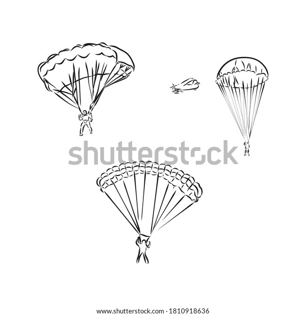 Skydiver Parachute Hand Drawing Converted Vector Stock Vector (Royalty ...