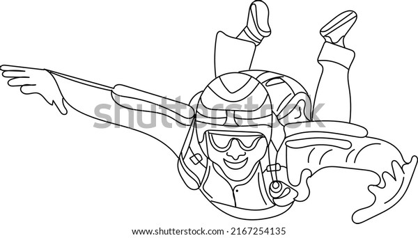 Skydiving Logo Skydiving Vector Outline Sketch: เวกเตอร์สต็อก (ปลอดค่า ...