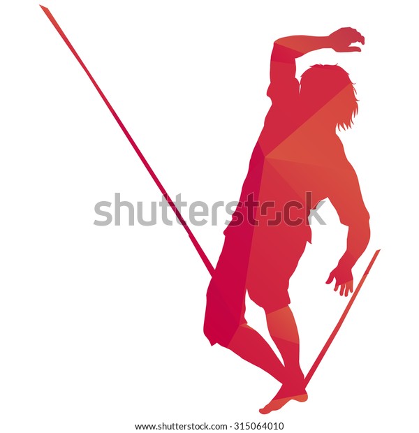 Slackliner Balances On Loose Rope Trying Stock Vector (Royalty Free ...