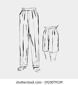 Slacks Shorts Outline Template Stock Vector (Royalty Free) 1923079139 ...