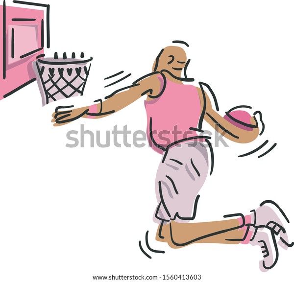 Slam Dunk Simple Doodle Outline Illustration Stock Vector (Royalty Free ...