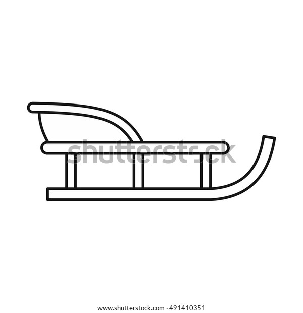 Sled Icon Outline Style On White Stock Vector (Royalty Free) 491410351