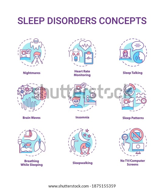 Sleep Disorder Concept Icons Set Nightmares: เวกเตอร์สต็อก (ปลอดค่า ...
