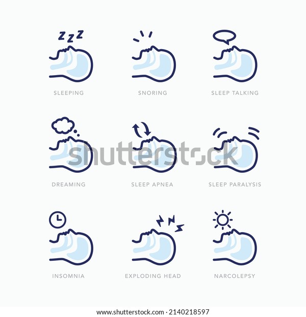 Sleep Disorder Icons Sleep Apnea Exploding Stock Vector (Royalty Free ...