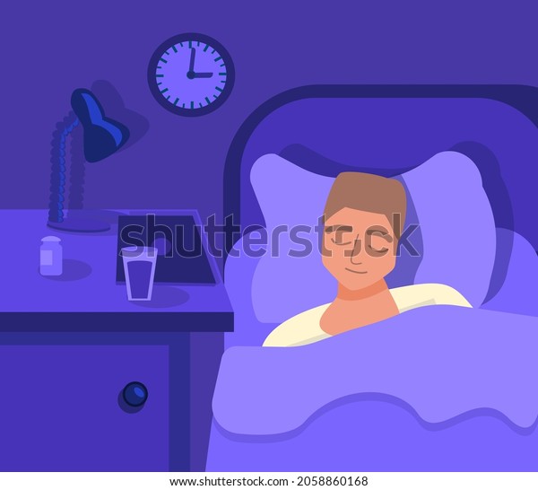 Sleep Good Night Man Sleeping Sweetly Stock Vector (Royalty Free ...