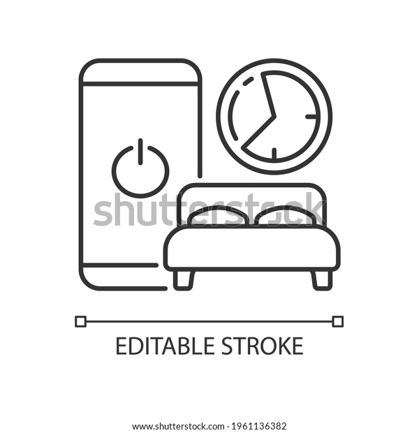 Sleep Hygiene Linear Icon Healthy Nighttime: vector de stock (libre de ...
