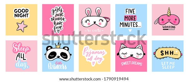 Sleep Masks Quotes Vector Cards Collection Stock Vector (Royalty Free ...