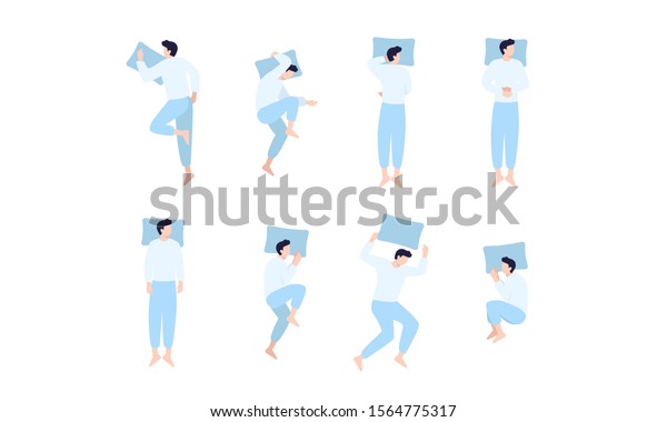 Sleep Positions Vector Illustration Flat Male Stock Vector (Royalty ...