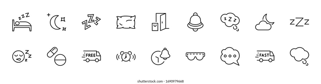 Sleep Vector Line Icons Set Contains Stock Vector (Royalty Free ...