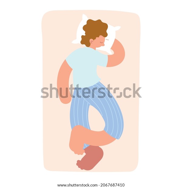 Sleeping Boy Crossed Feets Cartoon Stock Vector (Royalty Free ...