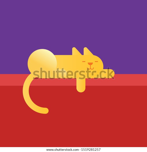 Sleeping Cat Illustration 2d Animation Flat Vector De Stock Libre De