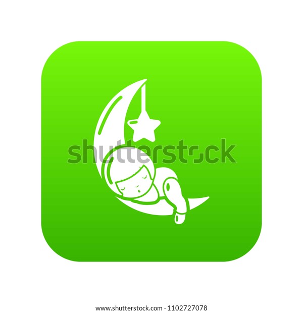 Sleeping Girl Icon Green Vector Isolated Stock Vector (Royalty Free ...