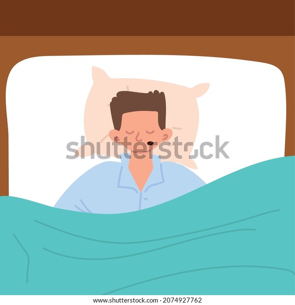 Sleeping Guy On Bed Cartoon Stock Vector (Royalty Free) 2074927762 ...