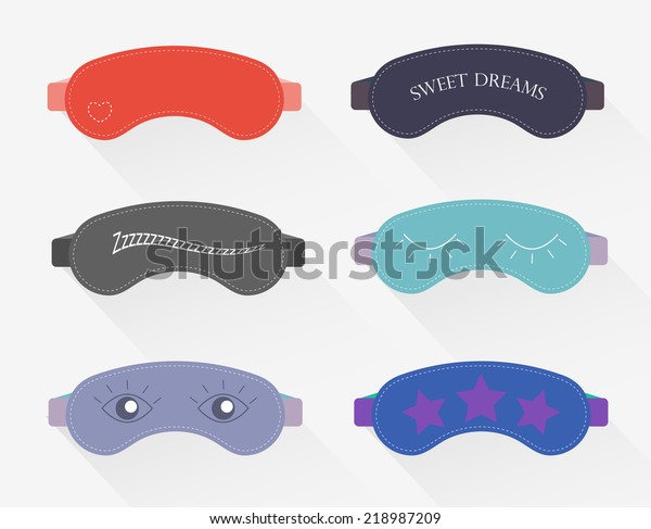 Sleeping Masks Set Flat Design Style Stock Vector (Royalty Free ...