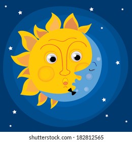 Sleeping Moon Sun Stock Vector (Royalty Free) 182812565 | Shutterstock