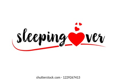 Sleeping Over Word Text Red Love Stock Vector (Royalty Free) 1229267413 ...