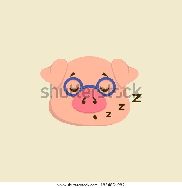 Sleeping Pig Snore Emotions Sleep Smiley Stock Vector (Royalty Free ...