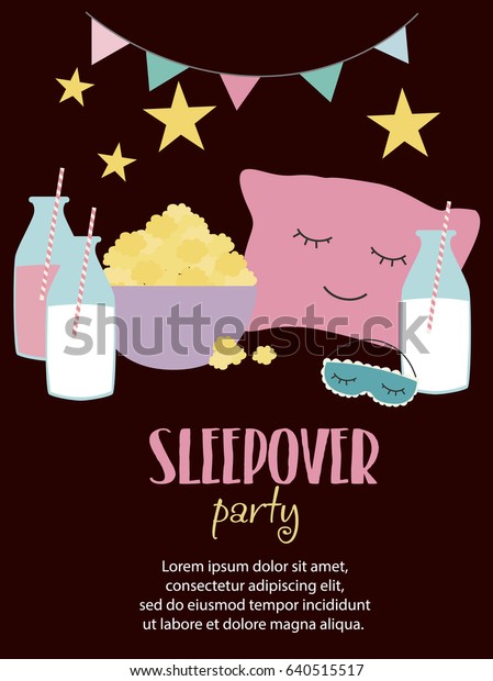Sleepover Invitation Card Cute Elements Girl Stock Vector (Royalty Free ...