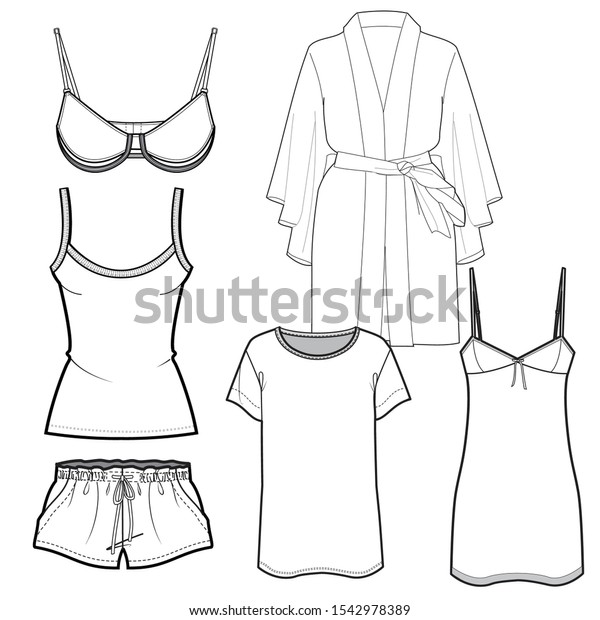 Sleepwear Vector Isolated Template Illustration: เวกเตอร์สต็อก (ปลอดค่า ...