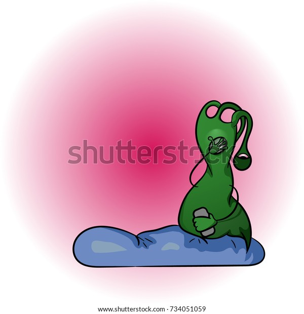 Sleepy Alien On Big Blue Pillow Stock Vector (Royalty Free) 734051059 ...