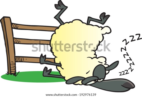 Sleepy Cartoon Sheep Jumping Over Fence 库存矢量图（免版税）192976139 | Shutterstock