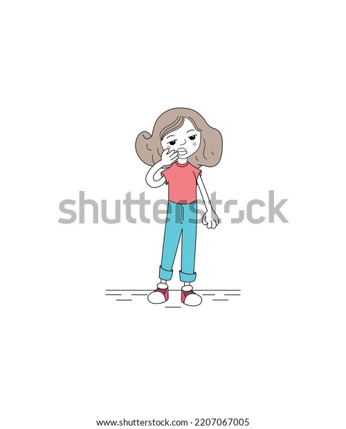 Sleepy Girl Sleepwalking Night Vector Illustration Stock Vector ...