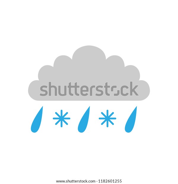 Sleet Symbol Cloud Rain Drops Snowflakes Stock Vector (Royalty Free ...